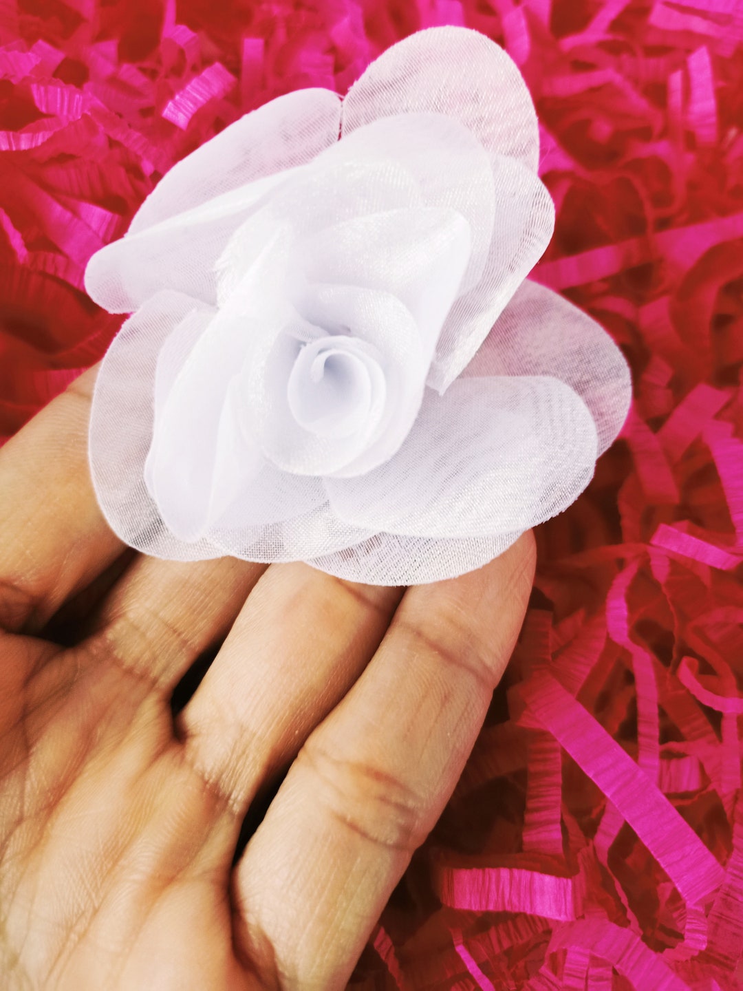 White Organza Roses 2.5": Bridal Dress Appliqué, Sewing Craft - 3pcs - Etsy