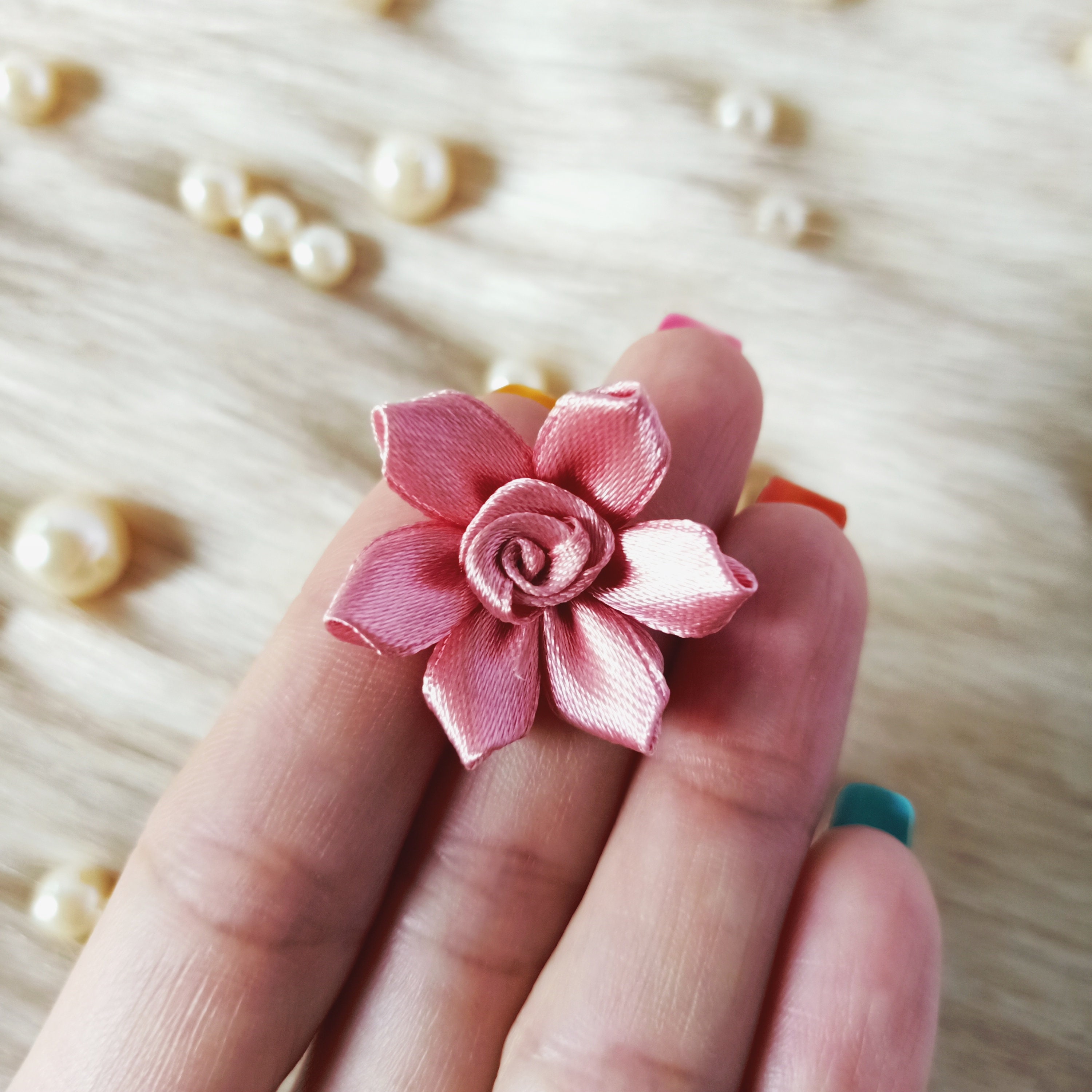 5 Dusty Pink Pinwheel Flowers Rose Center 1.5 INCHESSew on | Etsy