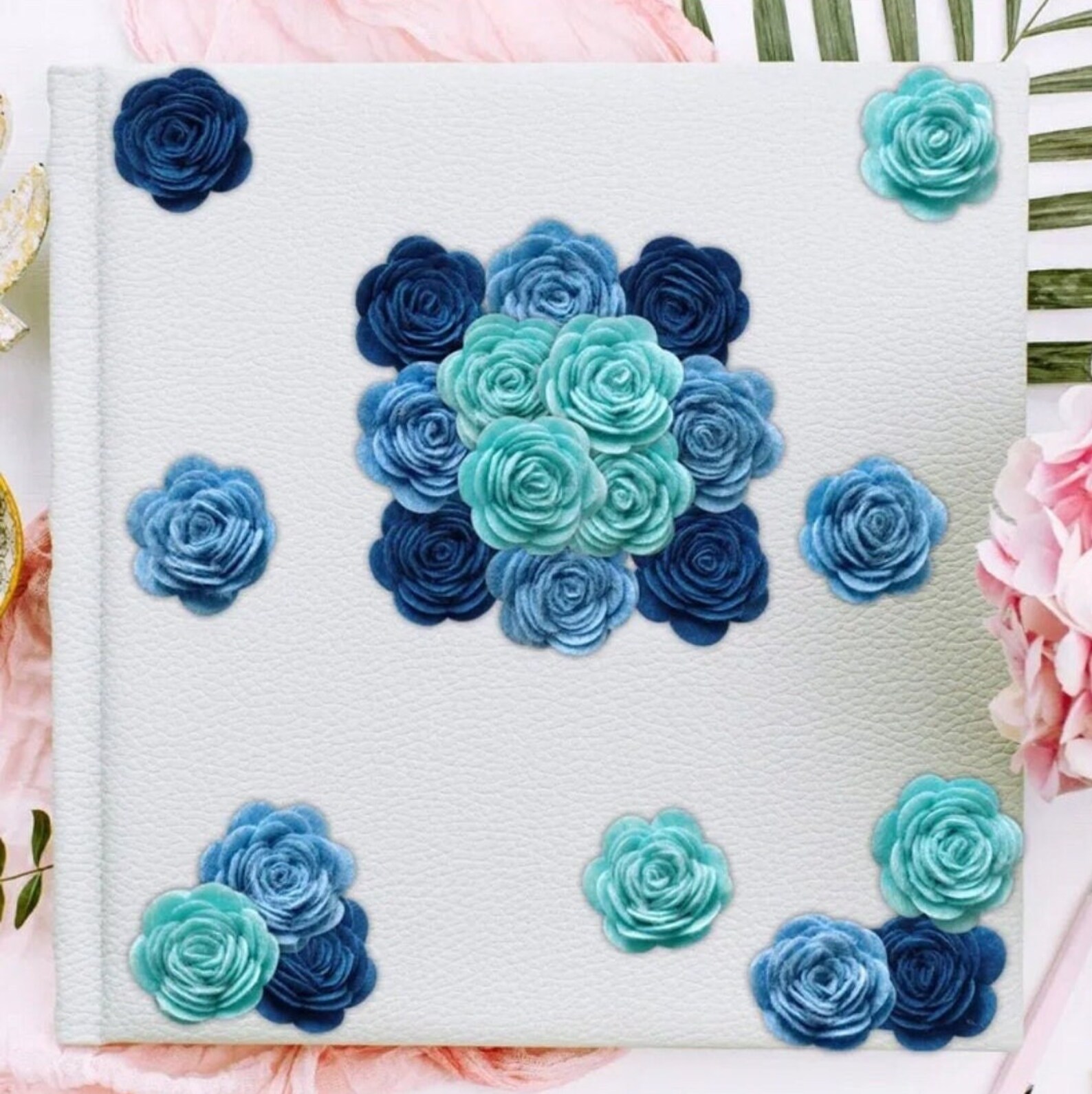 Blue Wool Felt Roses: Royal Craft Flowers, DIY Supply - Etsy