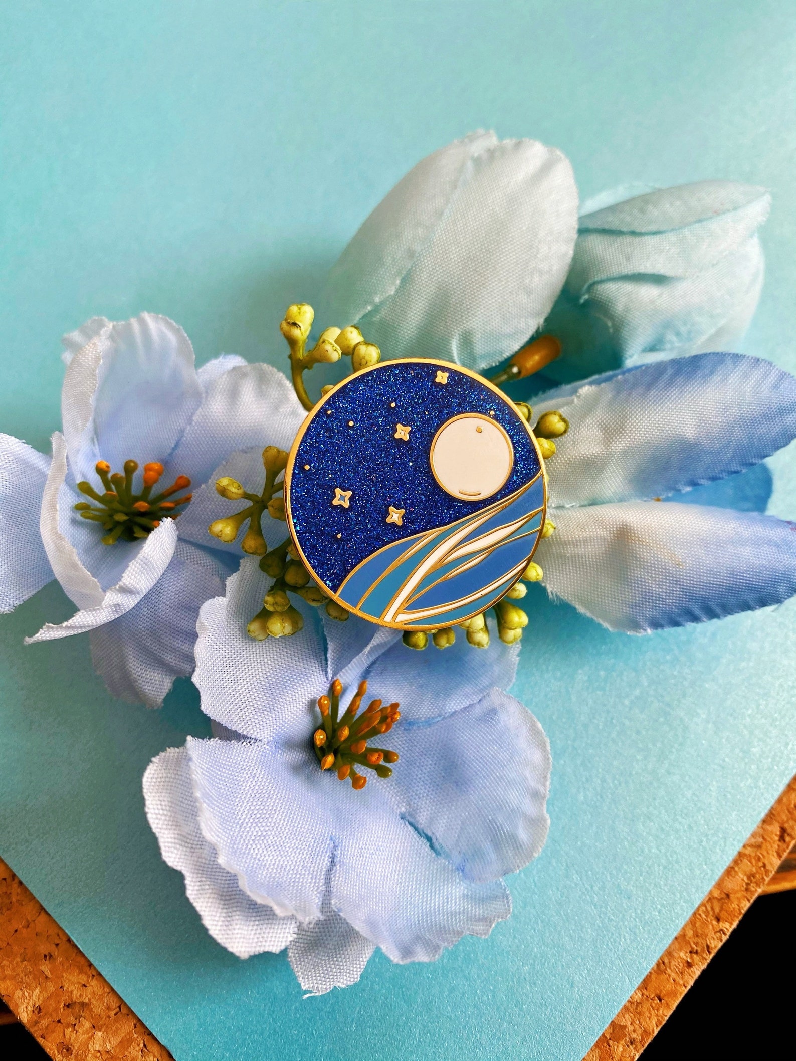 Moon Wave Enamel Pin - Etsy