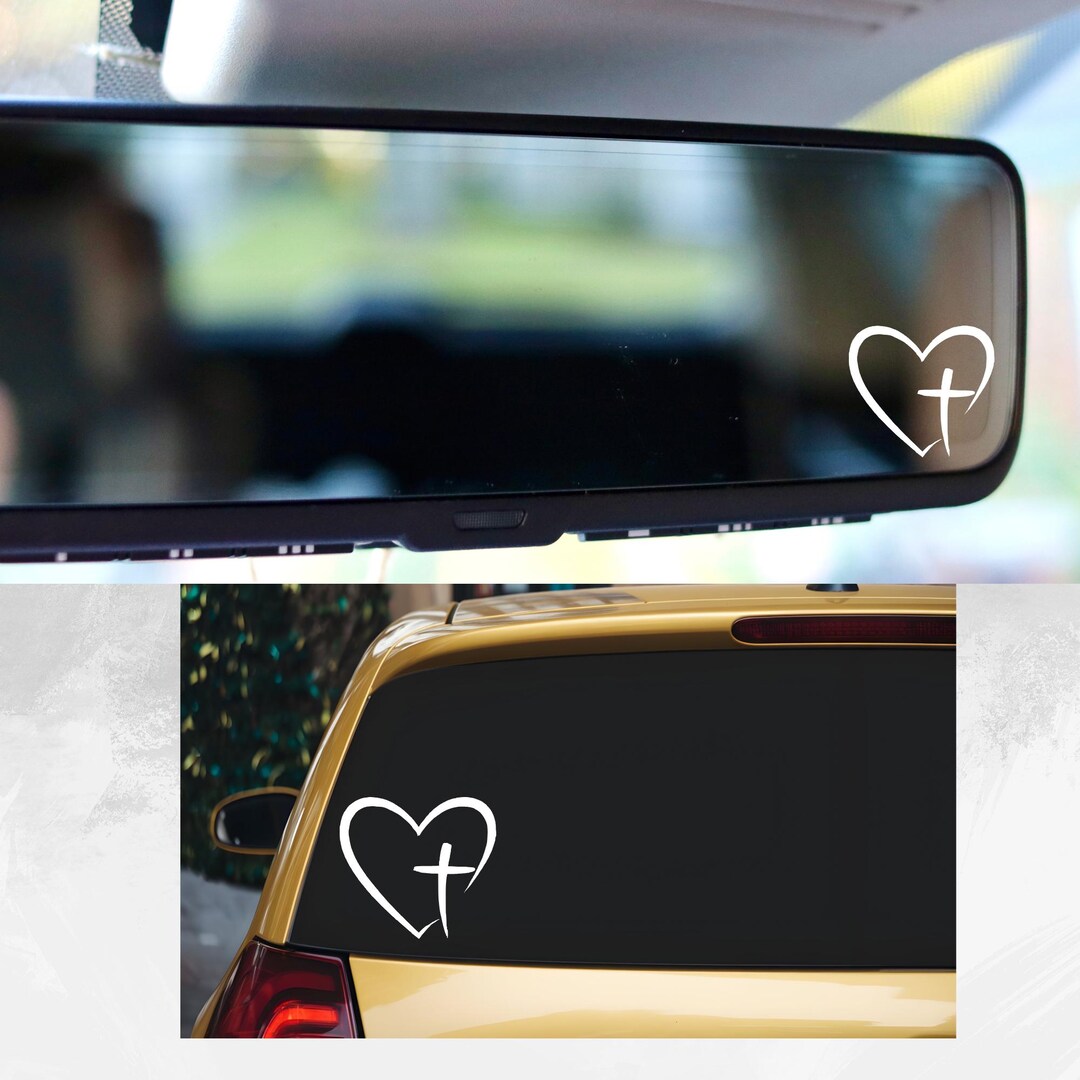 Heart Cross Car Decal Car Decal Vinyl Decal Rear View Mirror Decal Die ...