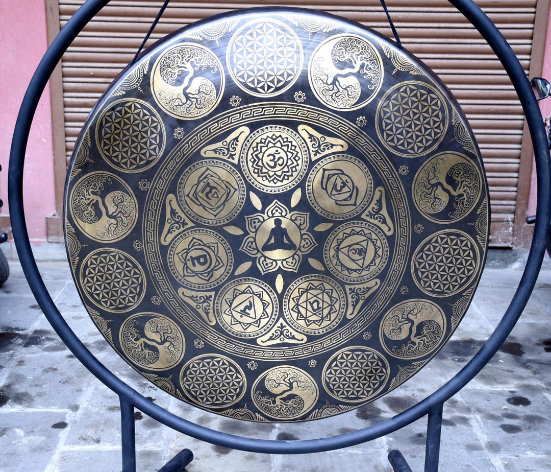 Sacred Geometry Full Moon Day Gongs for Healing 100 Cm 39.5 Inch Seven ...