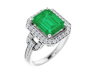 Lab Created Emerald Ring - Etsy