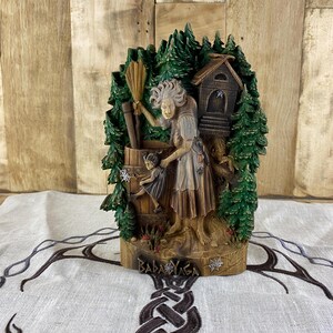 Carved Baba Yaga Figurine: Pagan Witch Statue, Folklore Art - Etsy