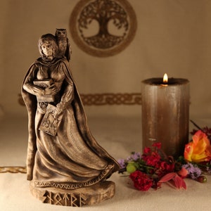 Snotra Goddess Statue: Norse Pagan Wood Carving - Etsy