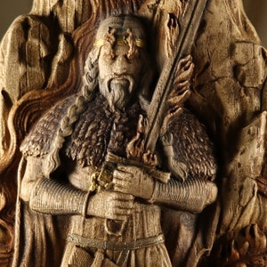 Wood Carved Surtr Statue: Norse Pagan Decor - Etsy