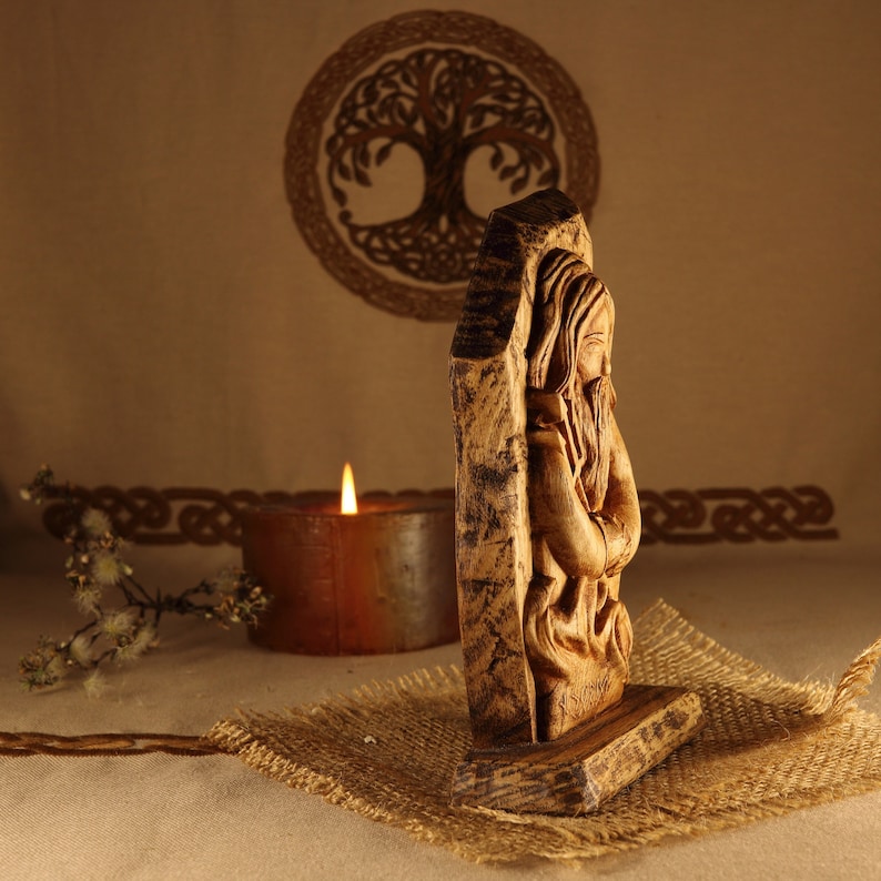 Njord Statue Norse Pagan Wood Carving Sculpture Celtic Art - Etsy