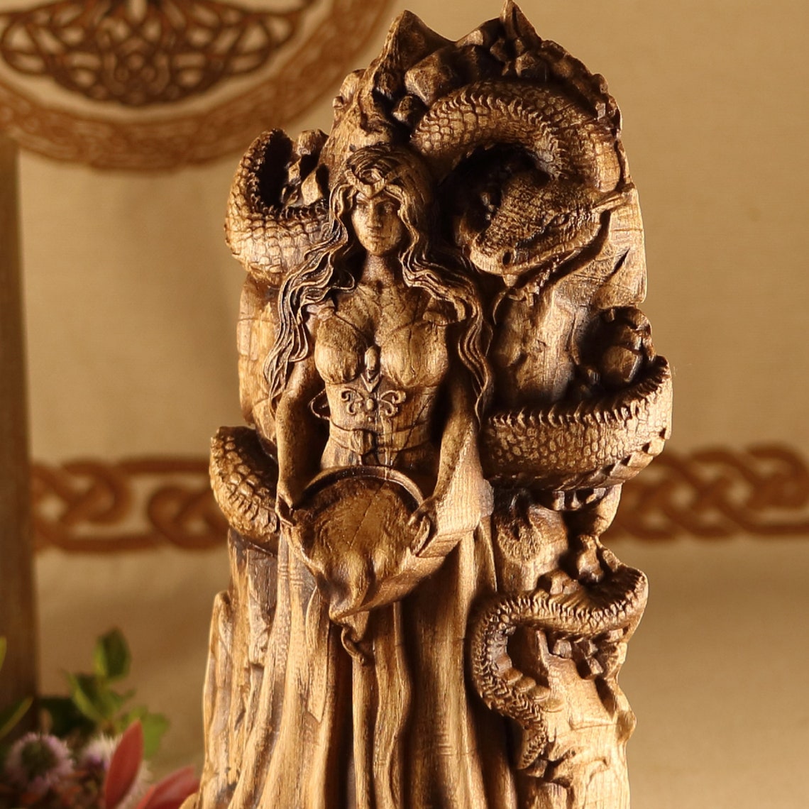 Sigyn Pagan Goddess Statue Altar Wood Carving Wood Sculptura - Etsy