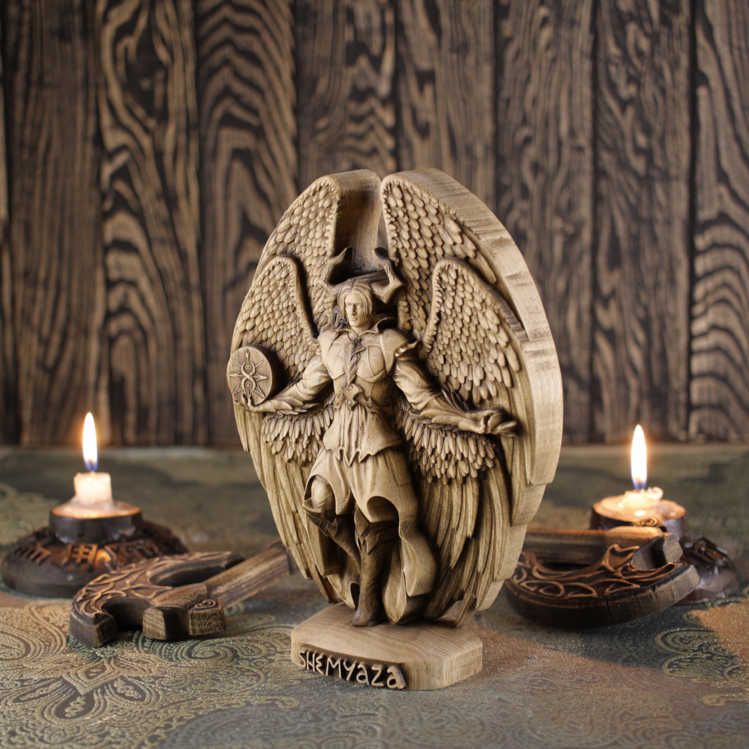 Shemyaza Azazel Baphomet Satan Statue Wooden Statue - Etsy Sweden