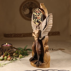 Wooden Stolas Owl Demon Statue, Gothic Sigil Altar Decor Demon Satan - Etsy