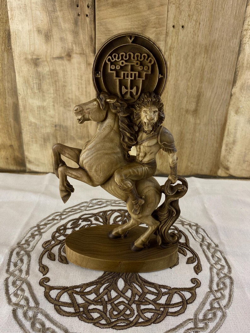King Vine Demon Statue Satan Wood Altar Demon Seal Sigil Occult Decor ...