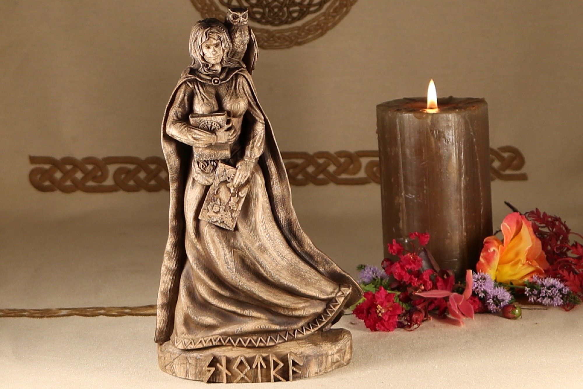 Snotra Goddess Statue: Norse Pagan Wood Carving - Etsy