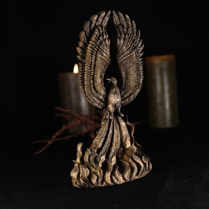 Hand Carved Ash Wood Phoenix Statue: Greek Mythology Decor - Etsy
