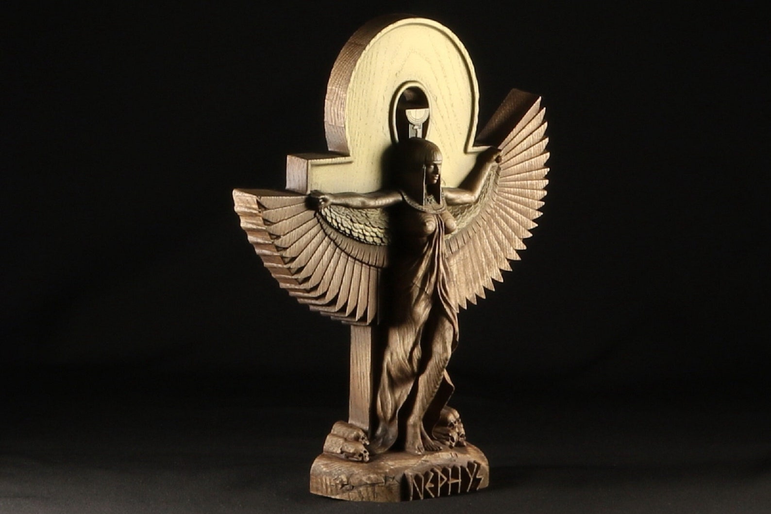 Estatua de Neftis: diosa egipcia del nacimiento, talla de madera de ...