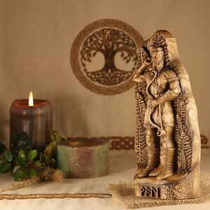 Hand Carved Statue Vali God, Wooden Statue Viking Figurine for ...