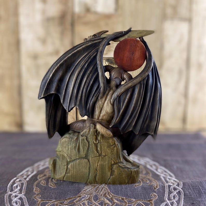 Abaddon Demon Statue With Sigil - Occult Decor, Goetia Art Black Magik ...