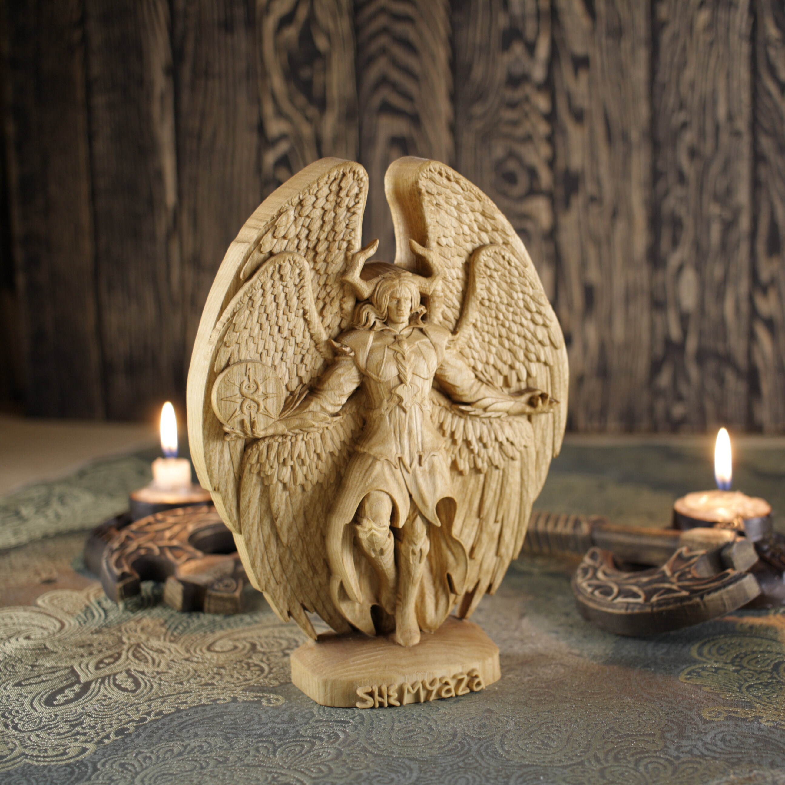 Shemyaza Azazel Baphomet Satan Statue Wooden Statue - Etsy Sweden