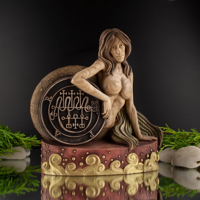 Wooden Vepar Demon Statue, Sea Magic Sigil, Occult Decor - Etsy
