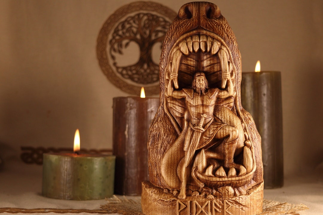Vidar Statue Wood Gifts for Men Handmade Wooden Art - Etsy