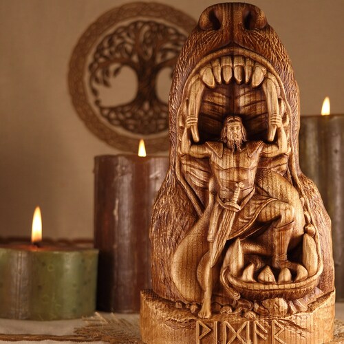 Vidar Statue Wood Gifts for Men Handmade Wooden Art | Etsy