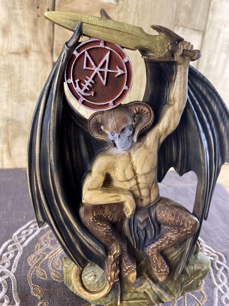 Abaddon Demon Statue With Sigil - Occult Decor, Goetia Art Black Magik ...