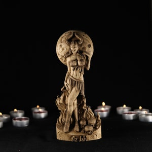 Az Jahi Goddess Statue: Lilith Demoness, Wood Sculpture, Occult Decor ...