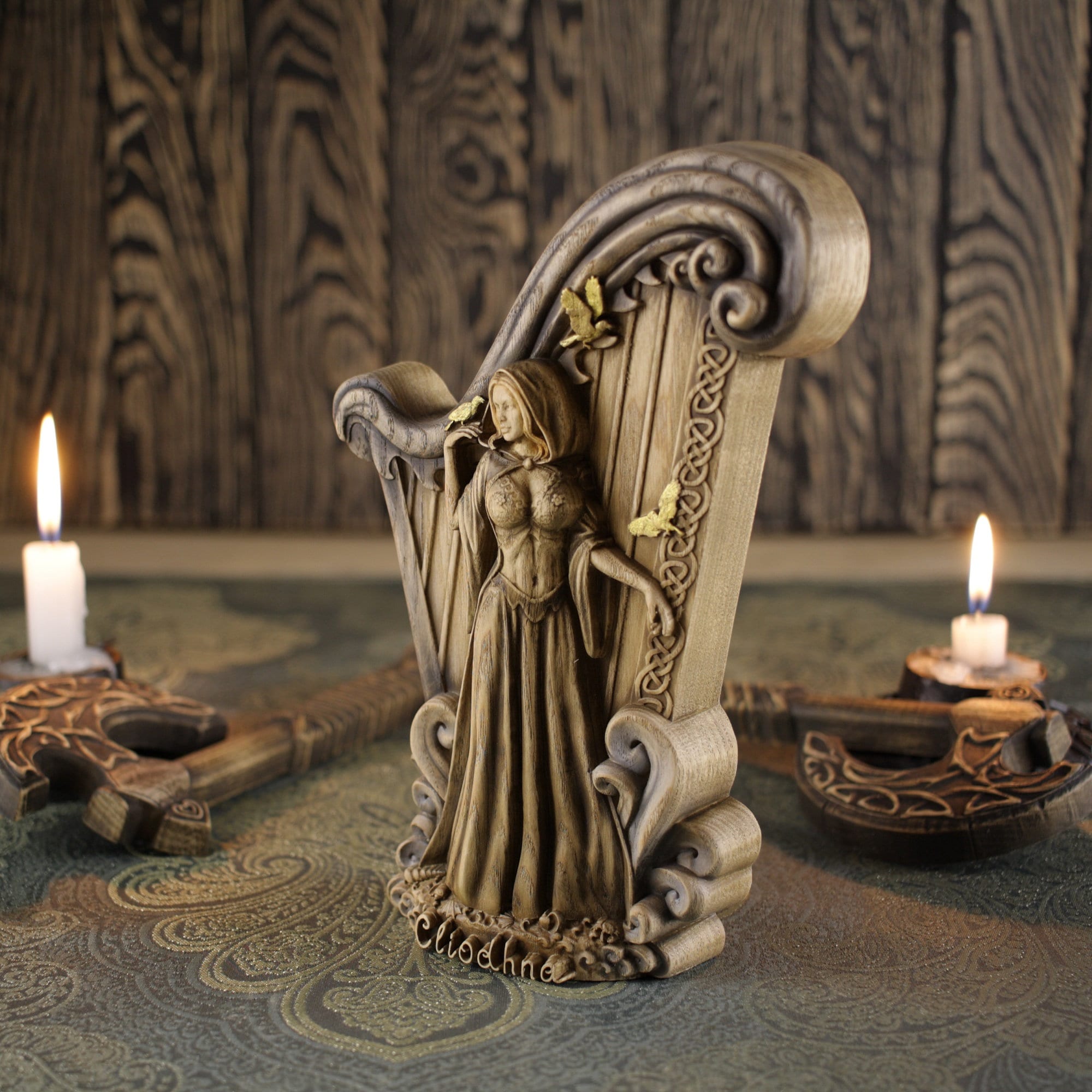 Celtic Goddess Cliodhna Statue: Ash Wood Carving, Irish Mythology ...
