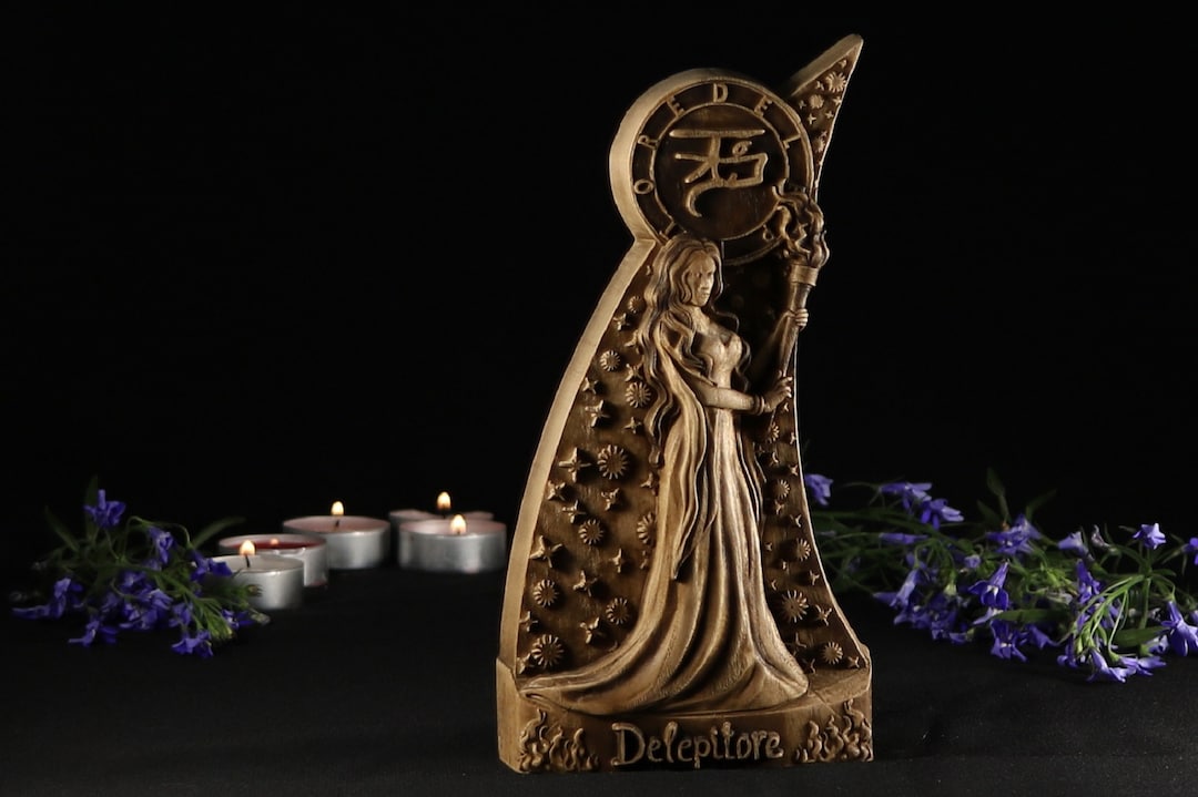 Delepitore Goddess Statue: Ash Wood Sculpture, Demoness of Sorcery - Etsy