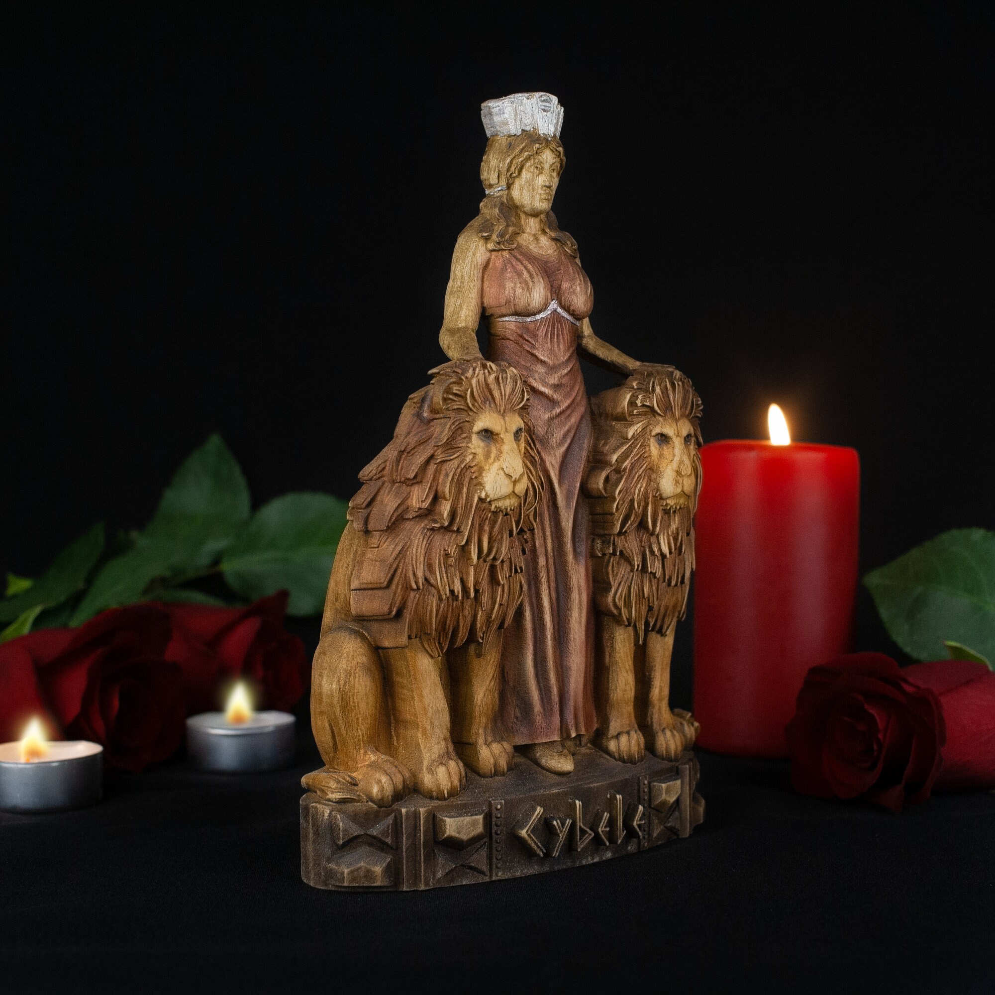 Goddess Cybele Statue: Greek Mythology Wooden Sculpture - Etsy