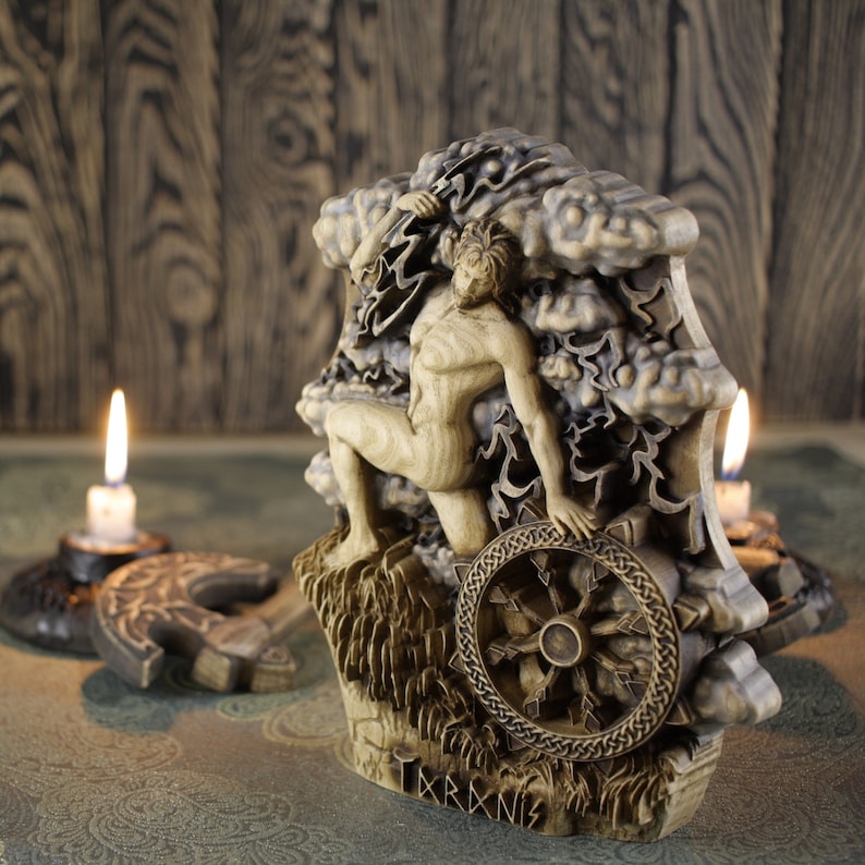 Taranis Taranis Statue Celtic Mythology Norse Pagan Wood - Etsy