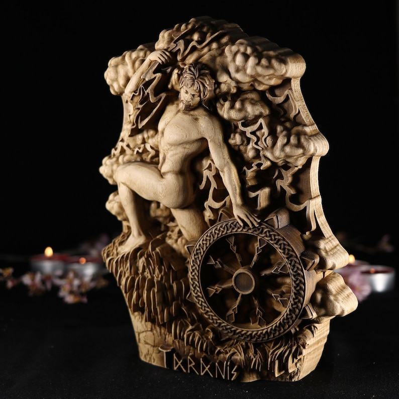 Taranis Taranis Statue Celtic Mythology Norse Pagan Wood - Etsy