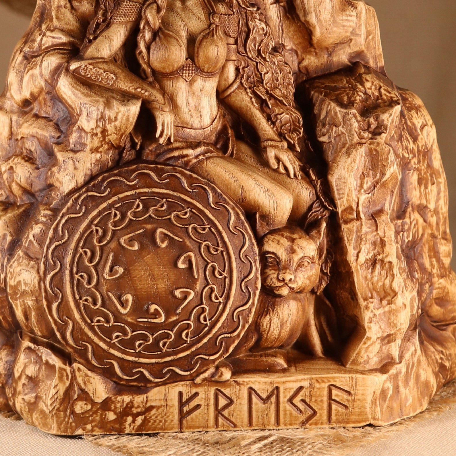 Freya Freyja Statue Pagan Goddess Statue Altar Wood Carving - Etsy