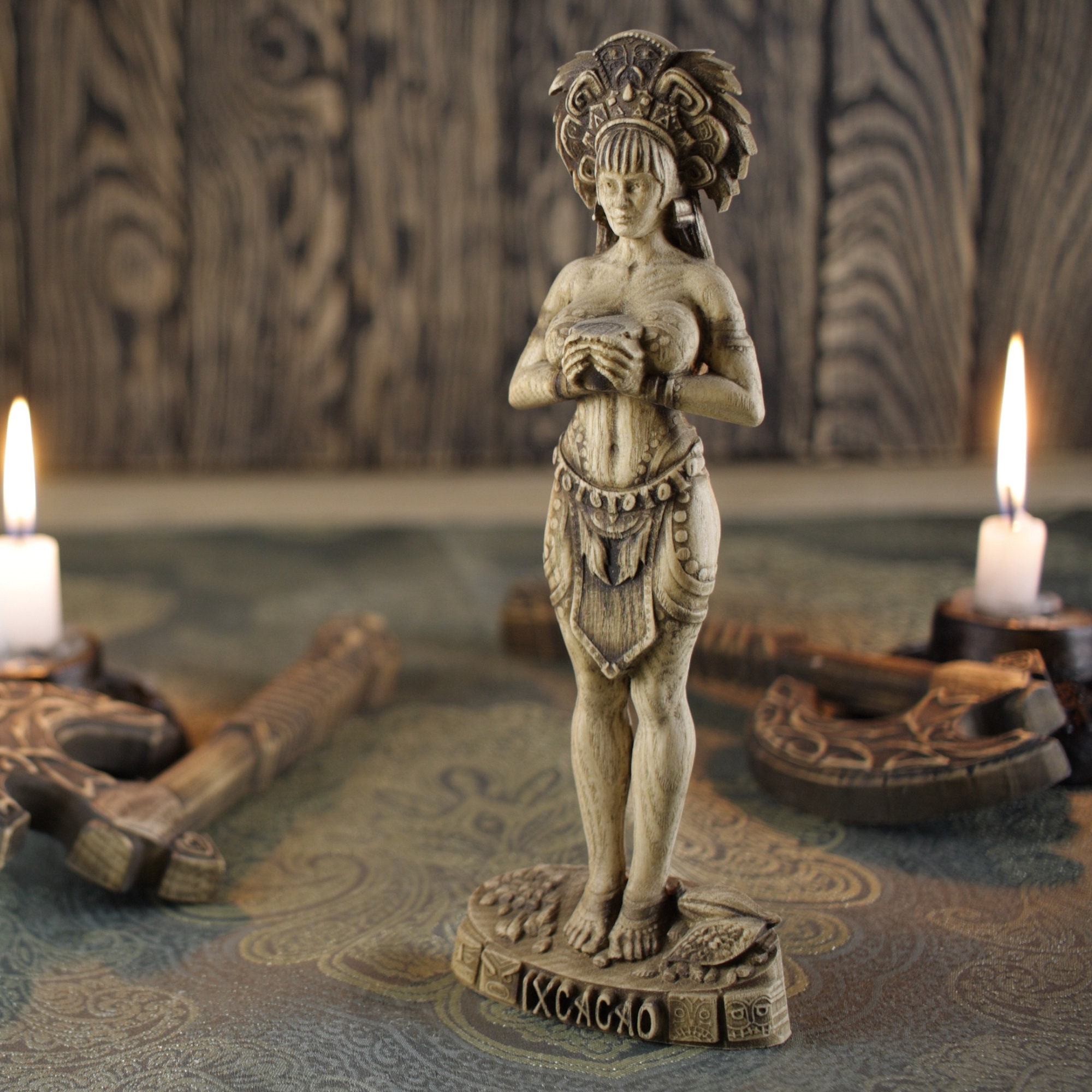 IxCacao diosa maya Estatua de la diosa Madera Arte maya - Etsy México