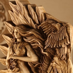 The Morrigan Statue, Goddess Statue Altar Decor, Wooden Sculpture - Etsy