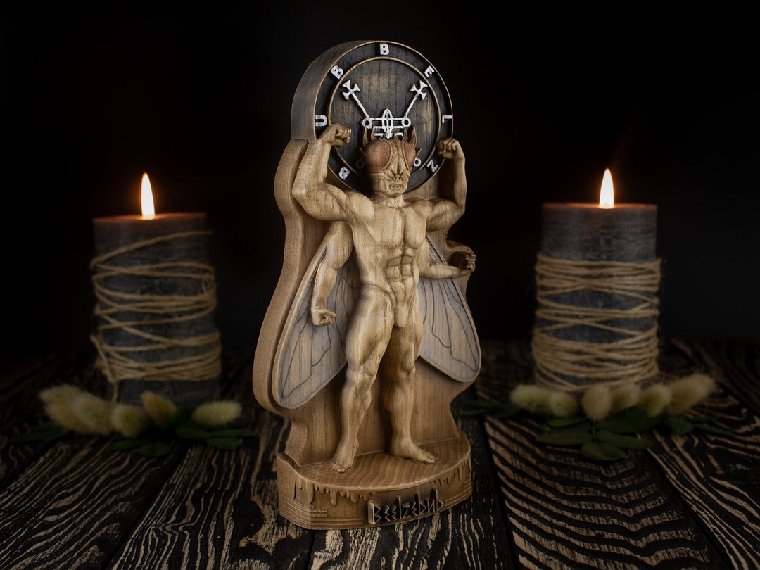 Beelzebub Wooden Statue: Lord of Flies Sculpture, Gothic Altar Decor - Etsy