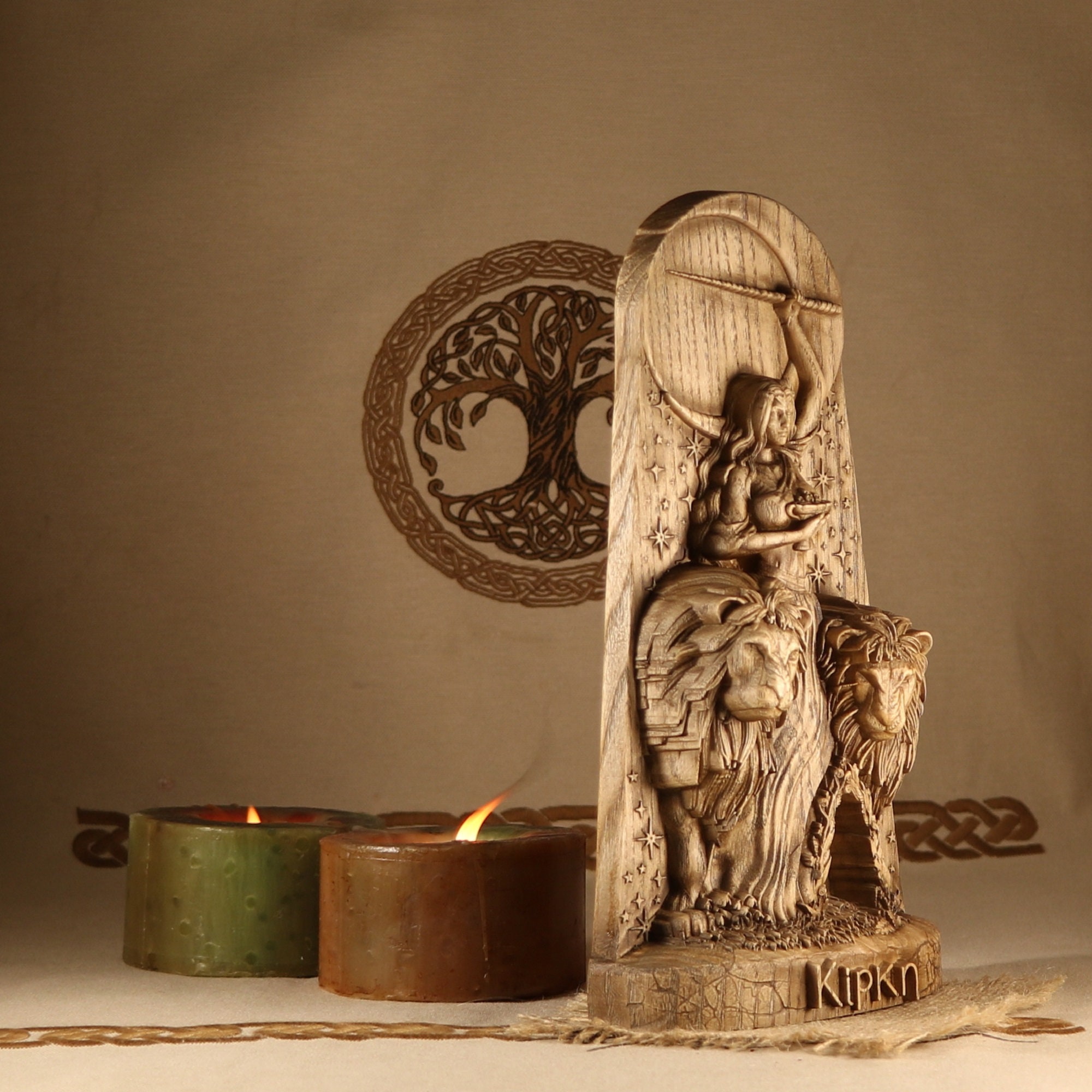 Circe Statue: Wood Carving, Greek Goddess Sculpture, Occult Decor - Etsy UK