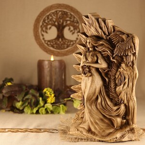 The Morrigan Statue, Goddess Statue Altar Decor, Wooden Sculpture - Etsy