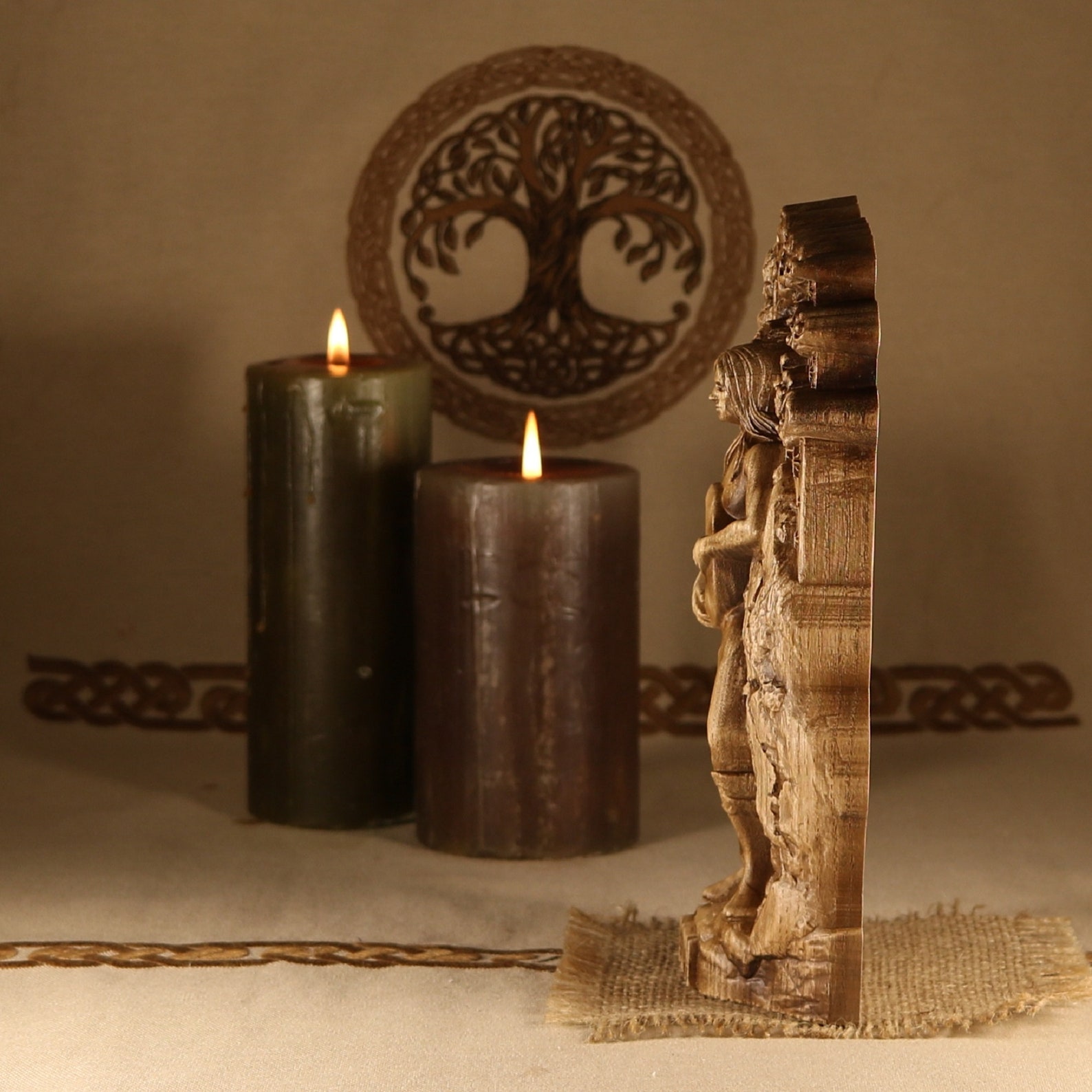 Wicca Altar God Mani Statue Norse Pagan Wooden Statue Wood - Etsy