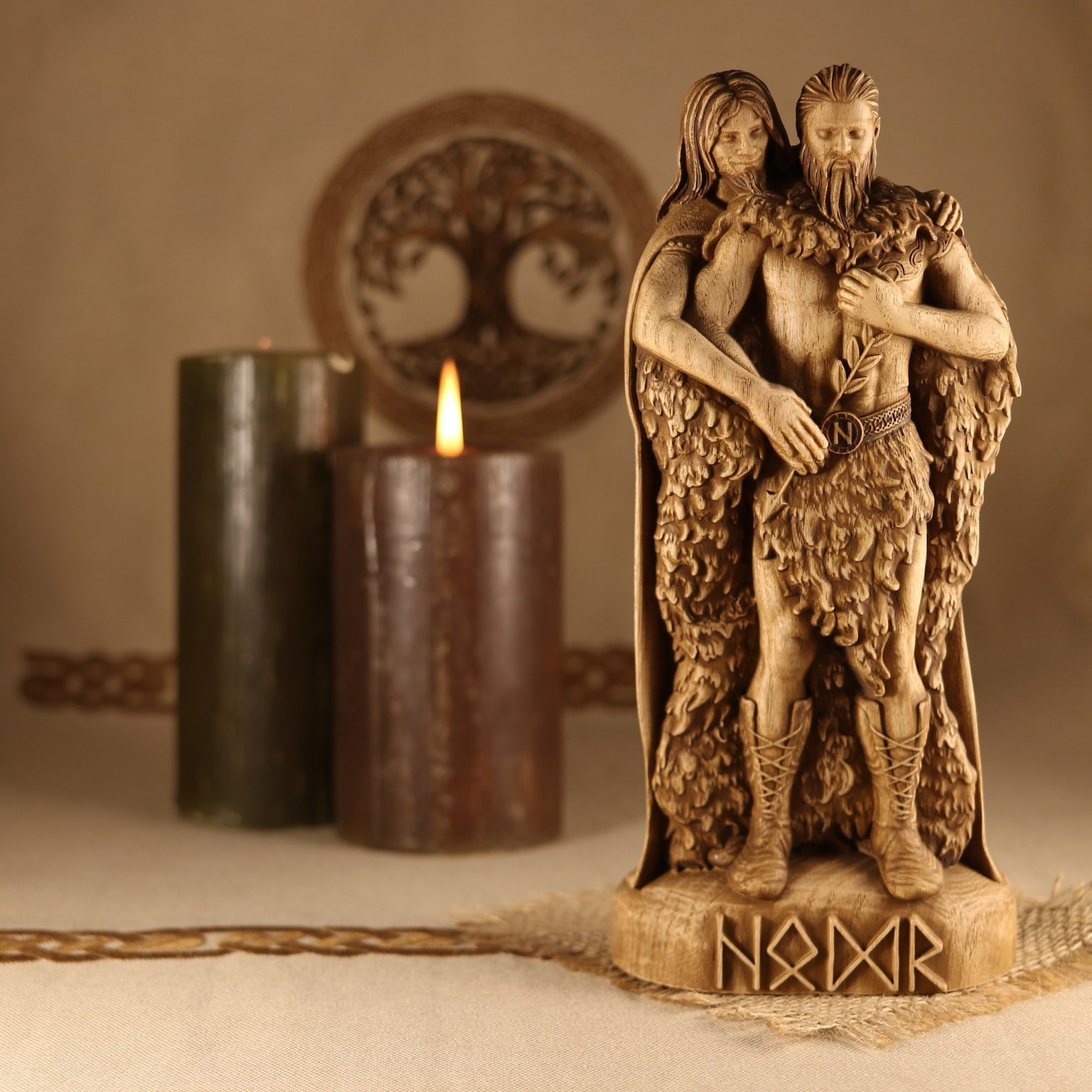 Wooden Statue Hodr, Norse Pagan Altar Wood Sculpture Höðr for Viking ...