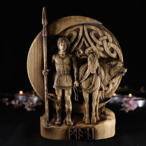 Mani Moon God Statue: Norse Pagan Altar, Wood Sculpture - Etsy