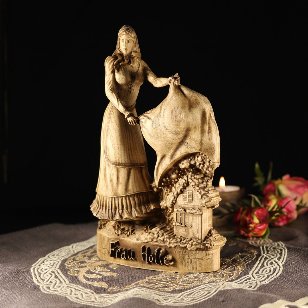Frau Holle Statue: Ash Wood Germanic Winter Goddess Decor - Etsy