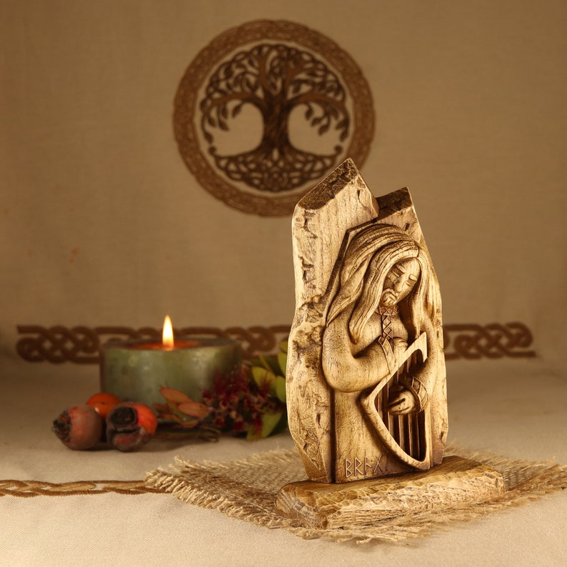 Bragi, Norse Statue, Wood Art Home Decor, Wood Carving Set - Etsy
