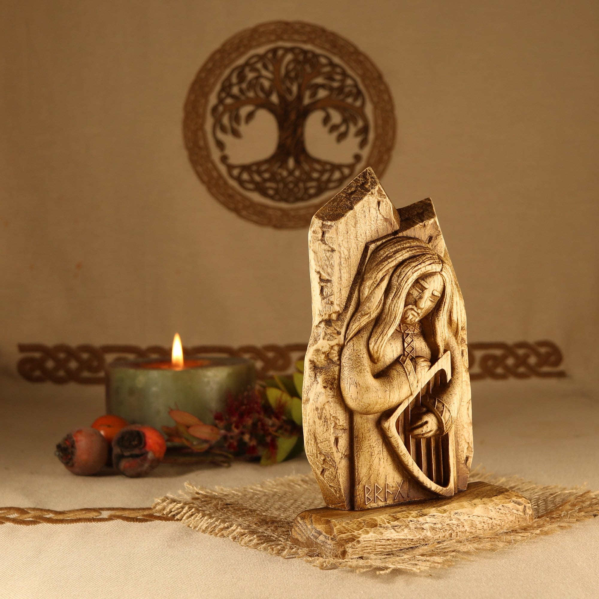 Bragi Norse Statue Wood Art Home Decor Wood Carving Set - Etsy