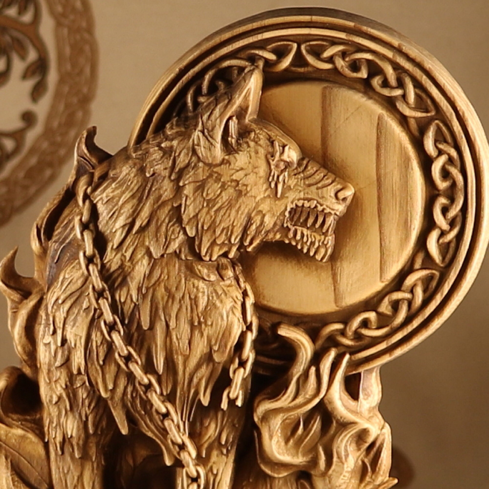 Wolf Fenrir son of Loki Wood figurine Wooden sculpture | Etsy