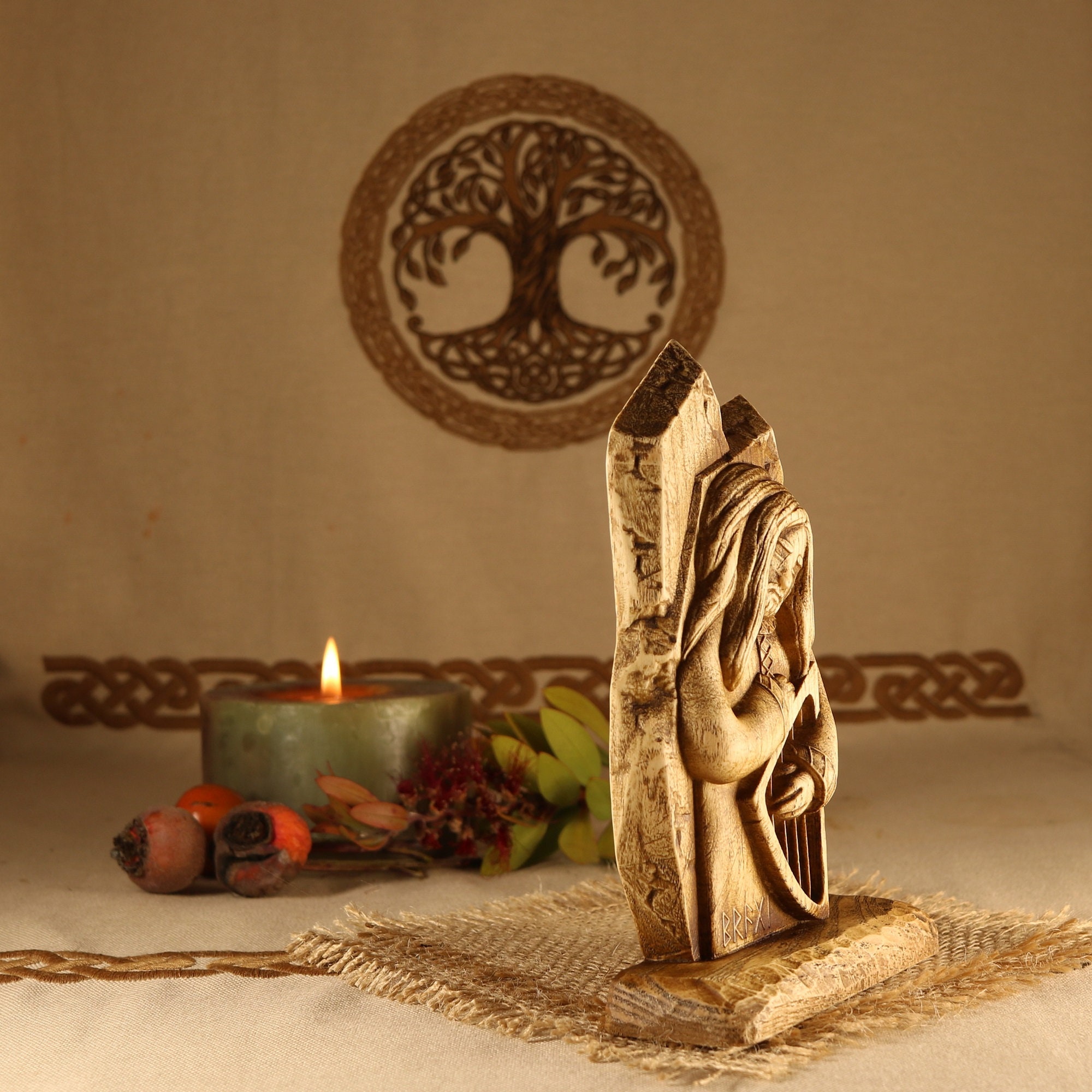 Bragi Norse Statue Wood Art Home Decor Wood Carving Set - Etsy