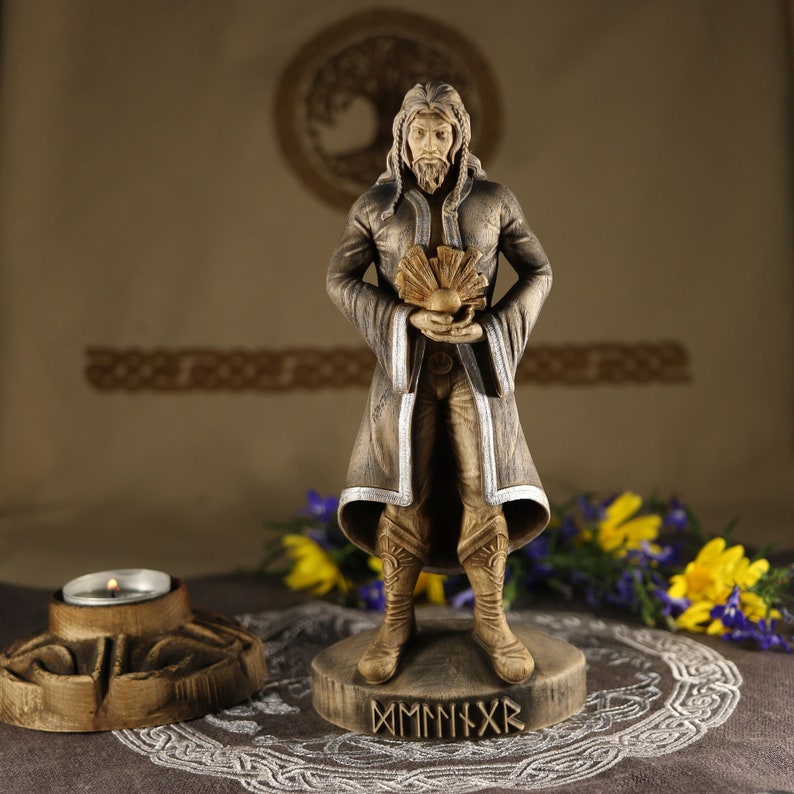 Dellingr Ash Wood Carving: Norse God Statue, Viking Altar Decor - Etsy