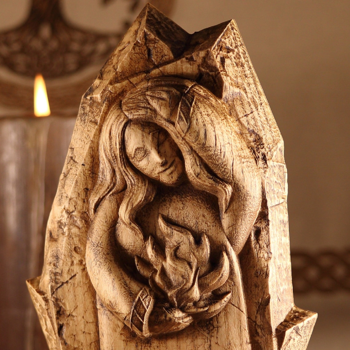 Loki Statue Wooden Altar Statue Wood Sculpture Art Wood - Etsy