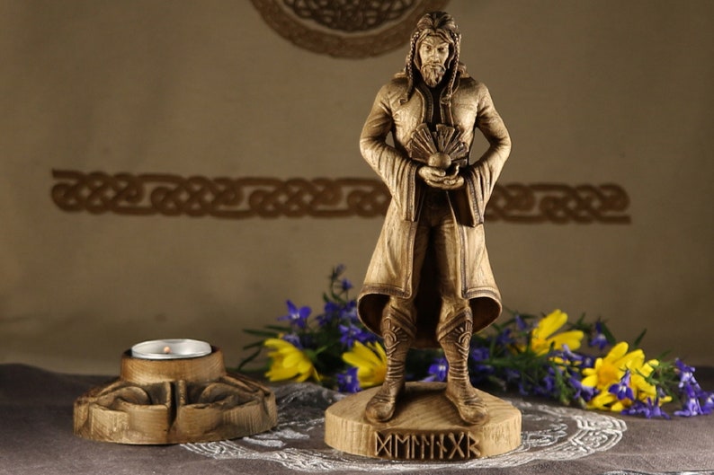 Dellingr Ash Wood Carving: Norse God Statue, Viking Altar Decor - Etsy