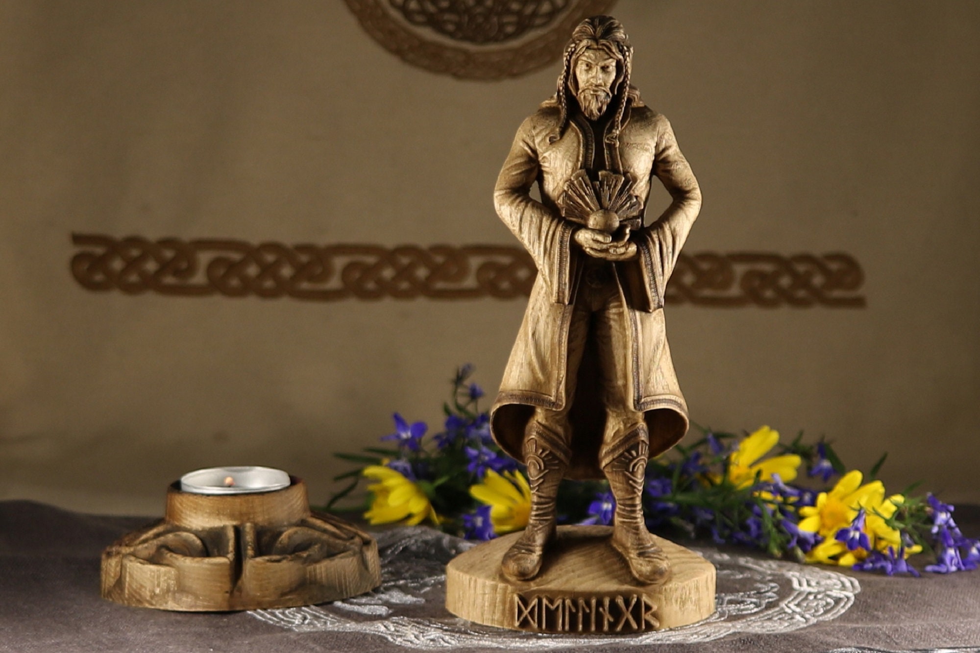 Dellingr Ash Wood Carving: Norse God Statue, Viking Altar Decor - Etsy