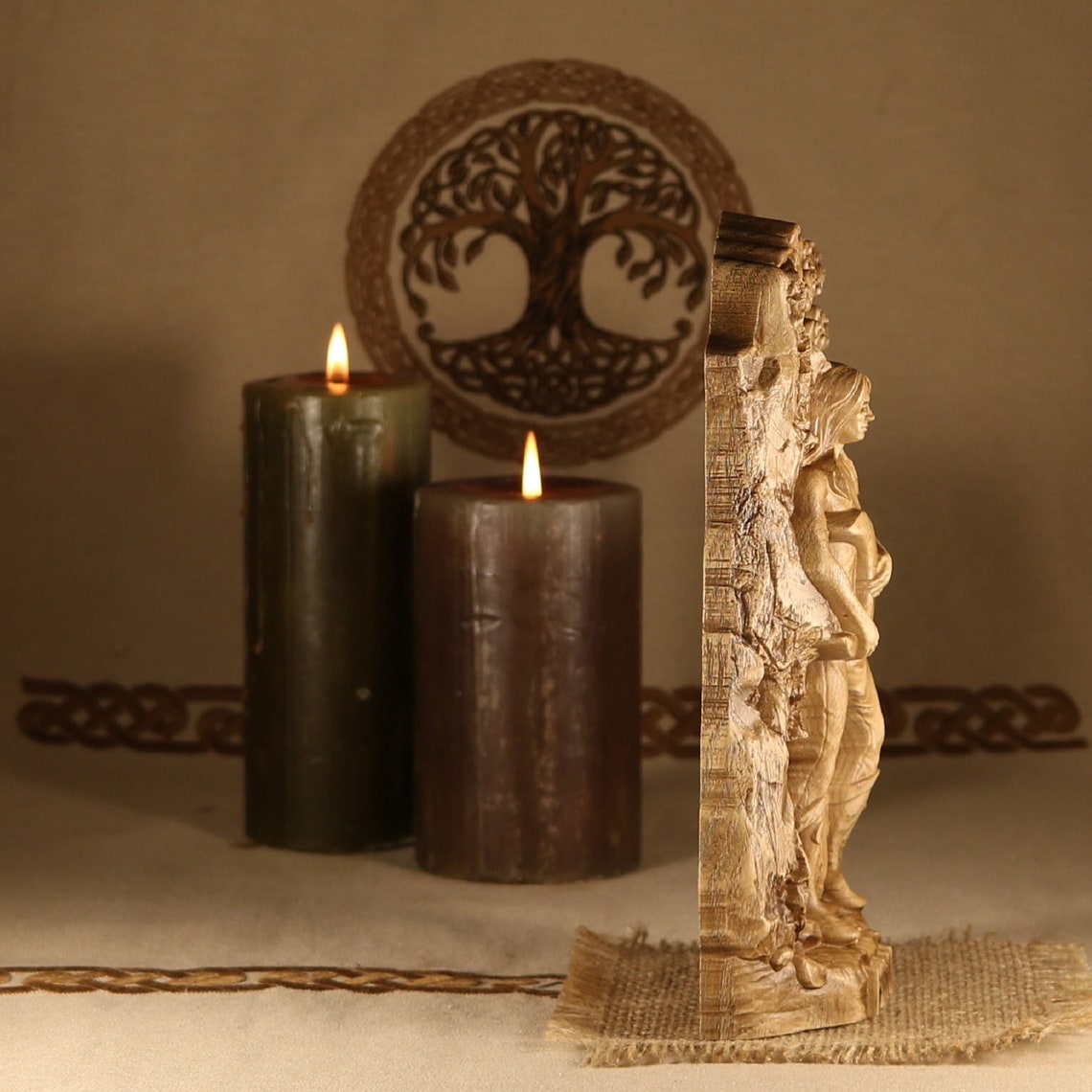 Wicca altar God Mani statue Norse pagan wooden statue Wood | Etsy